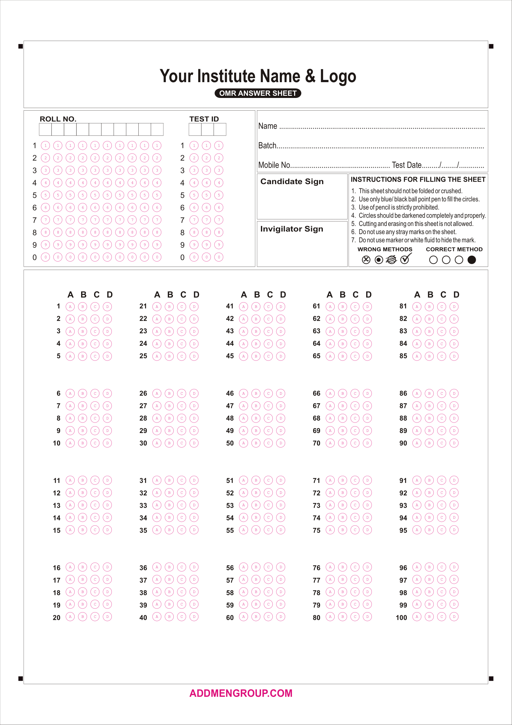 OMR Answer Sheet